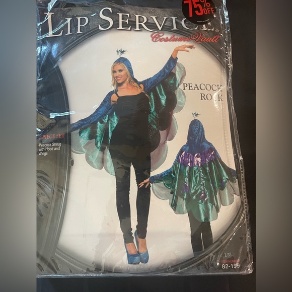 Other | New Lip Service Peacock Rock Costume Cape Shrug Hooded Shiny ...